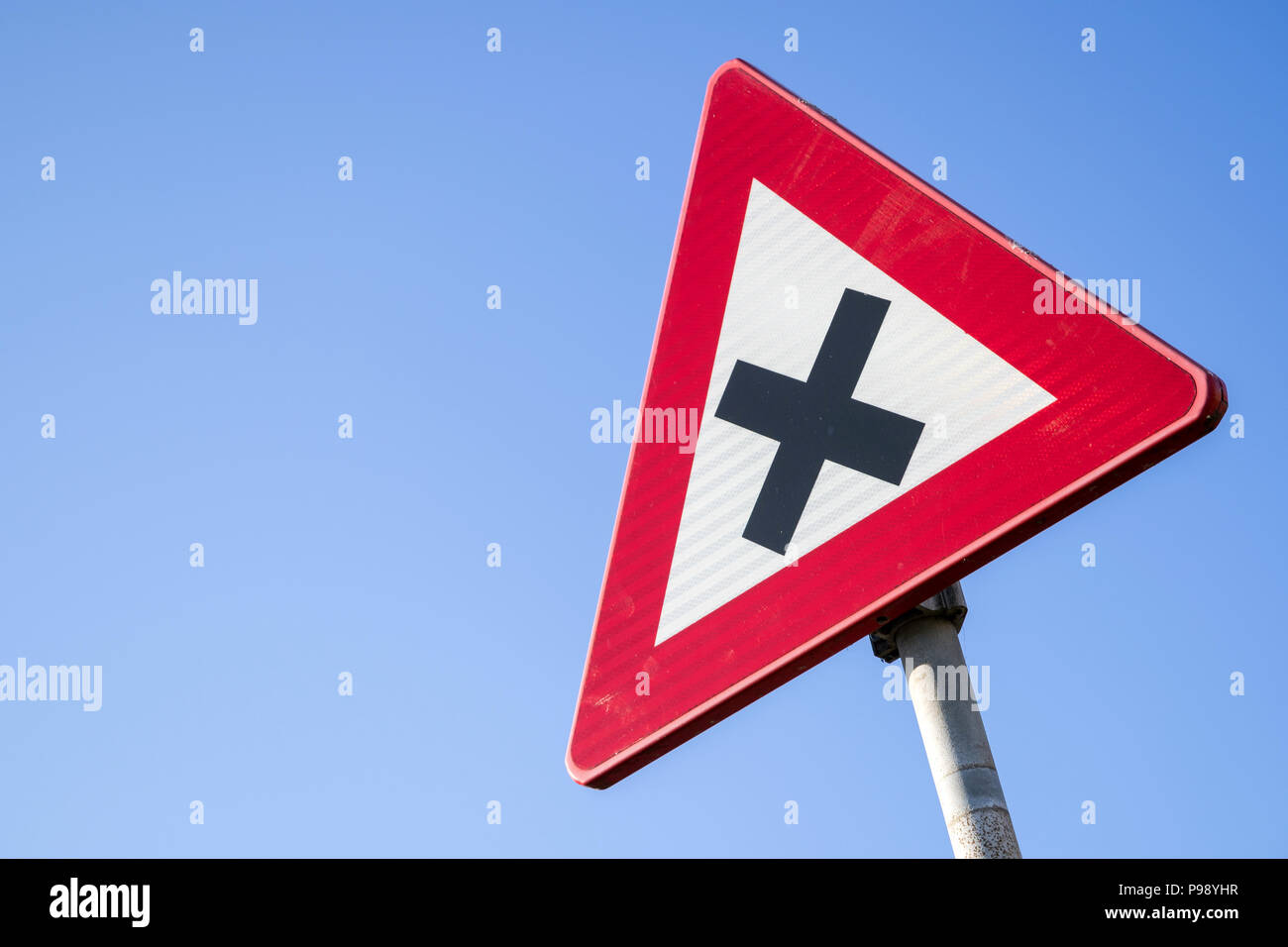 Dutch road sign: dangerous crossing Stock Photo - Alamy
