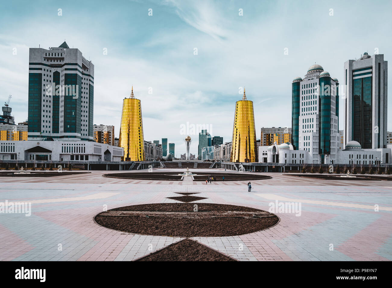 Elevated panoramic city view over Astana in Kazakhstan with Golden ...