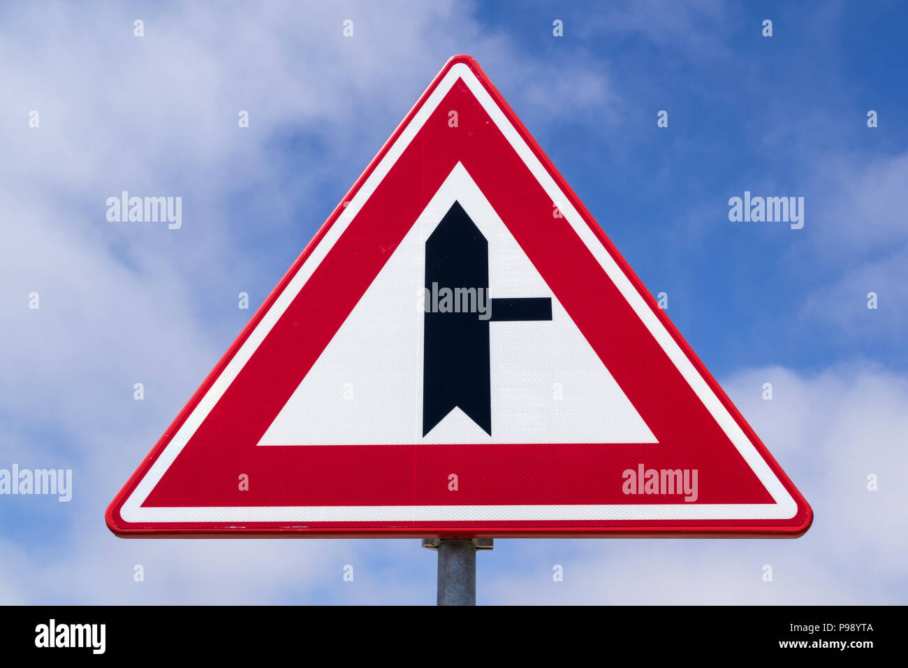 Dutch road sign: road junction with priority over minor road from the ...