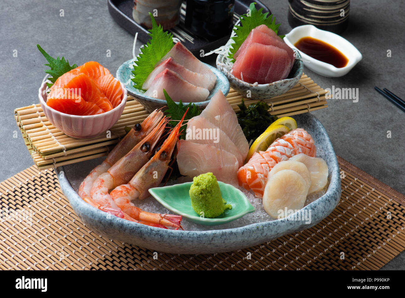 Big sashimi set - Japanese food Stock Photo - Alamy