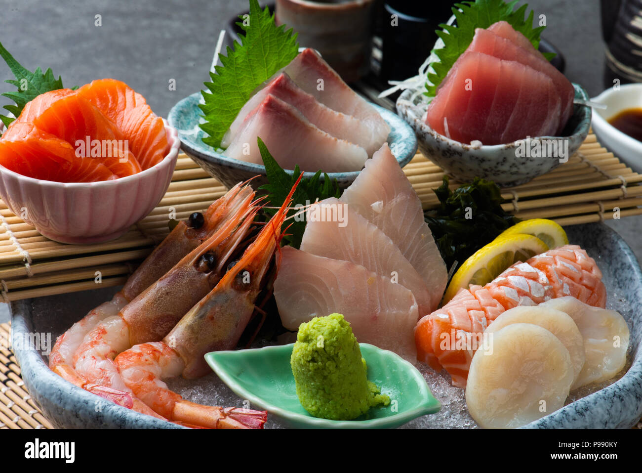 Big sashimi set - Japanese food Stock Photo - Alamy