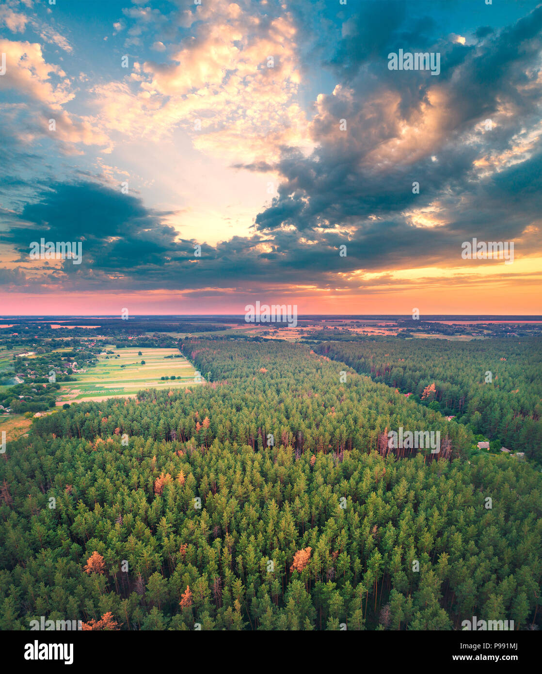Aerial view beautiful countryside sunset hi-res stock photography and ...