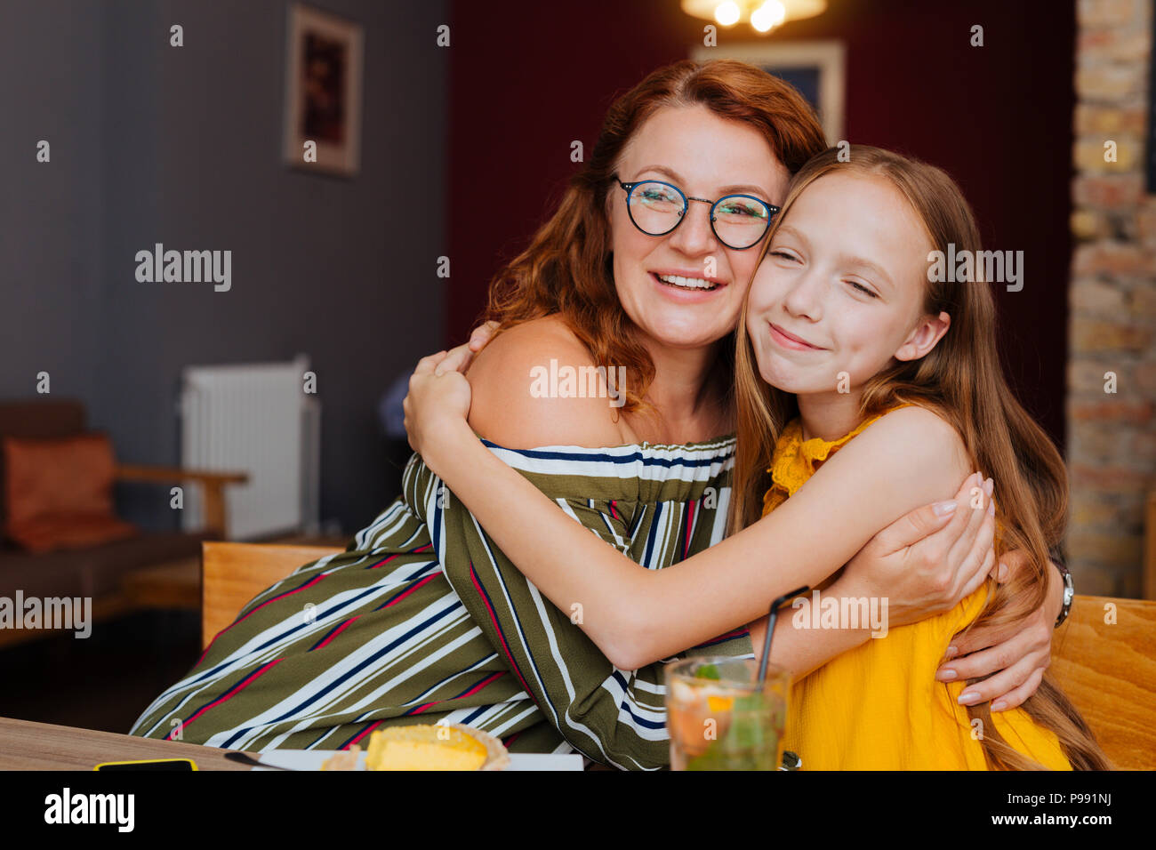 Mother and daughter feeling delightful having free day together Stock ...
