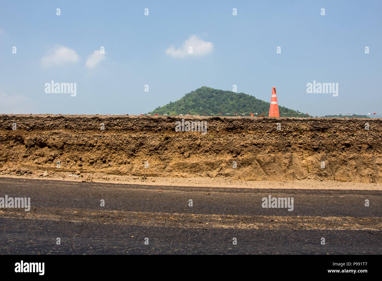 Layers soil and rock of traffic road Layer soil paving Layer of crush ...