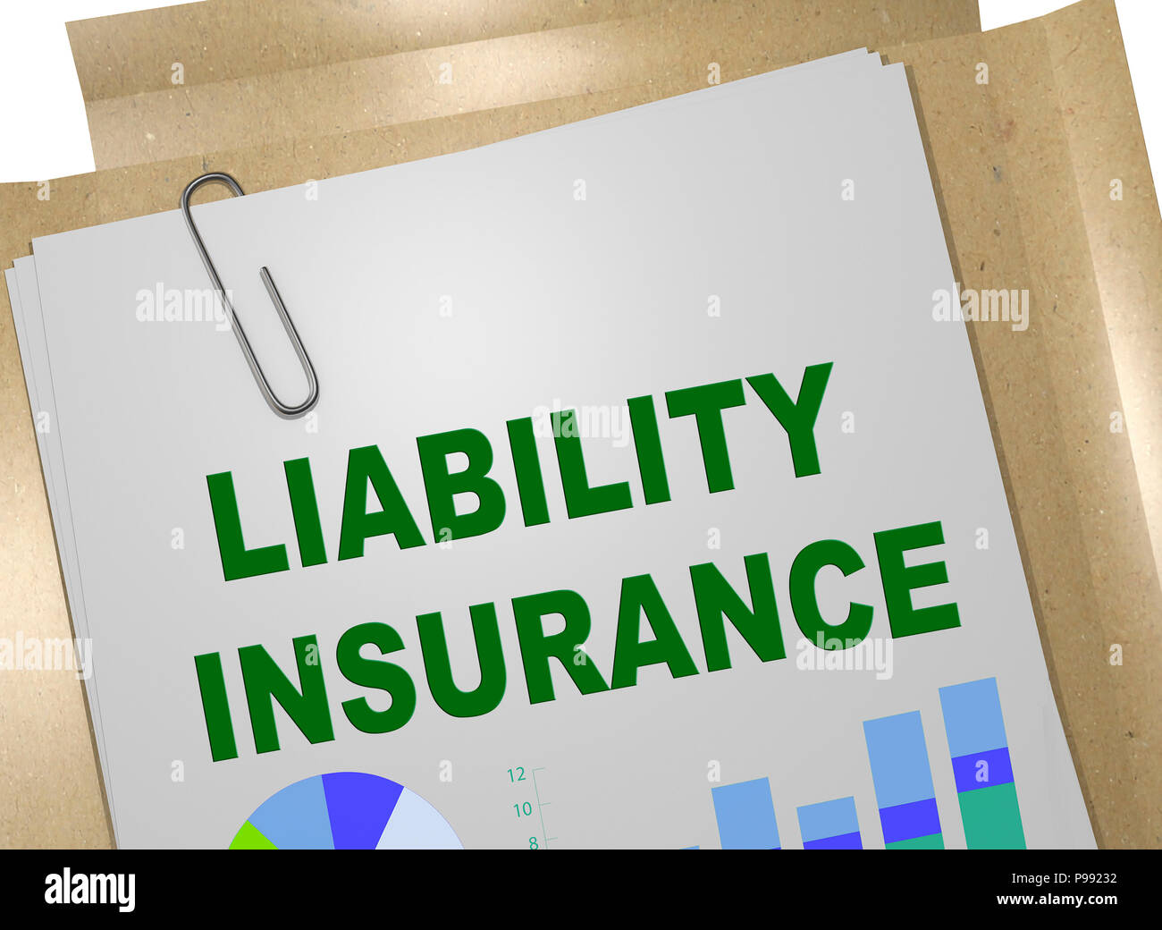 3D illustration of LIABILITY INSURANCE title on business document Stock ...
