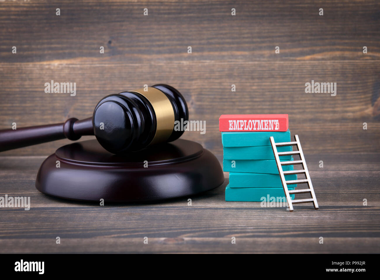 Employment law concept. Colorful Wooden Blocks. Abstract background ...