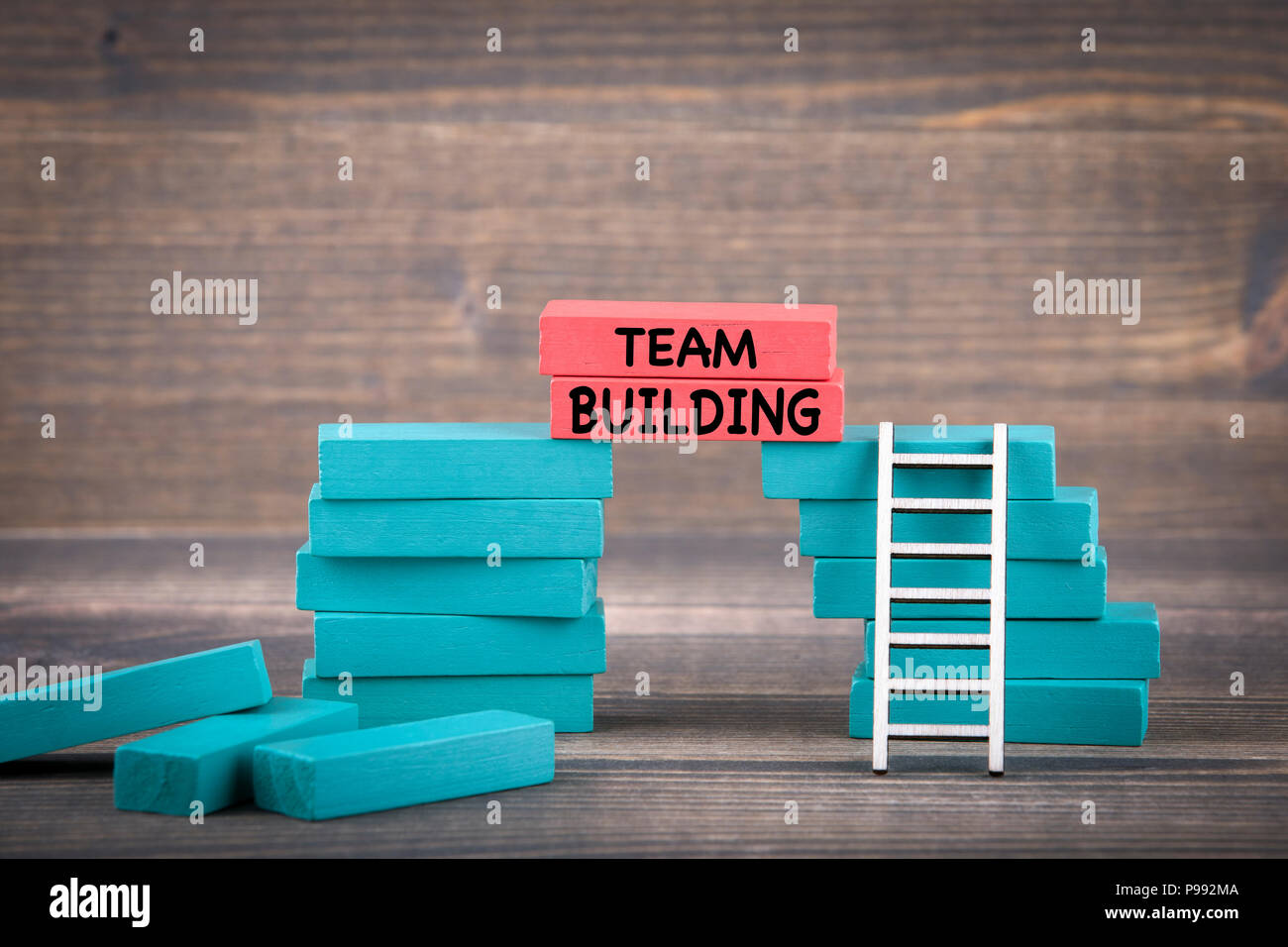 Team Building. Business Concept With Colorful Wooden Blocks Stock Photo ...