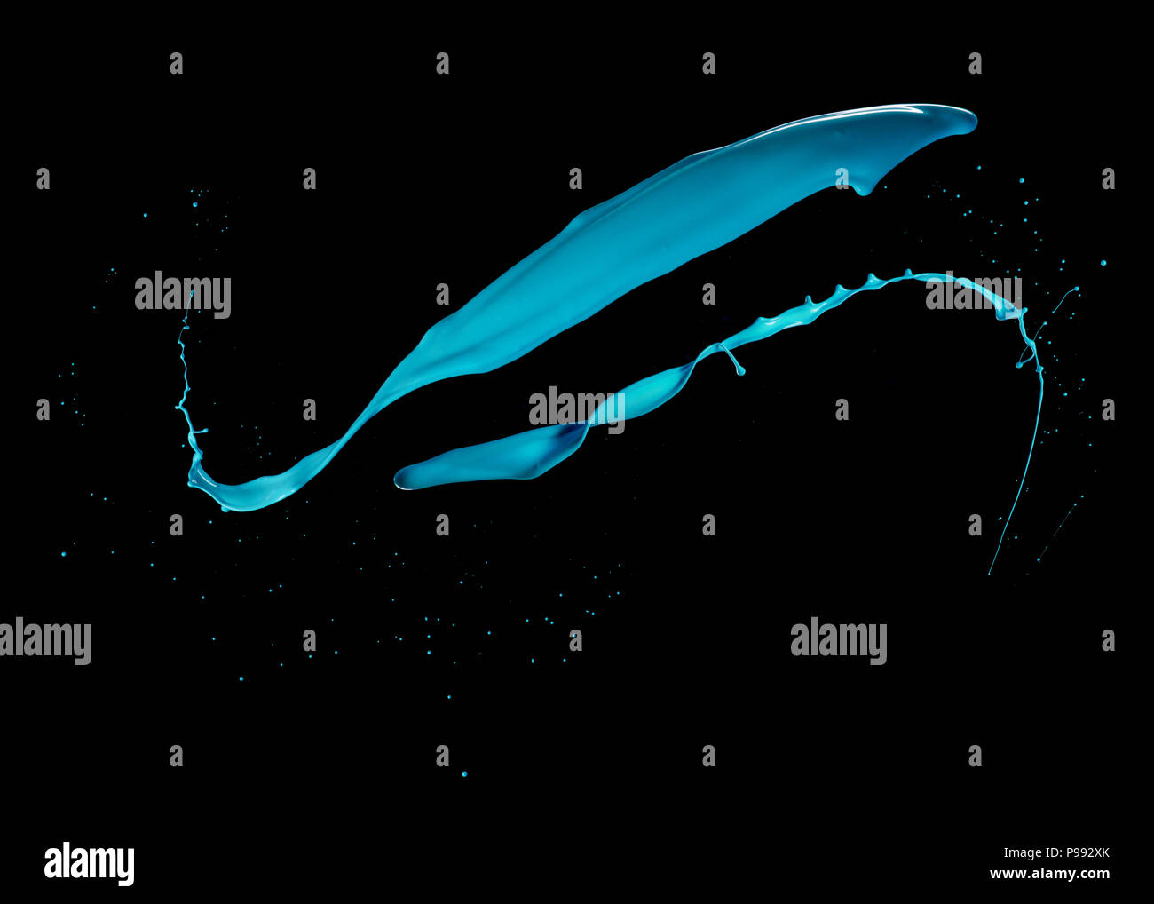 blue paint splash isolated on black background Stock Photo - Alamy