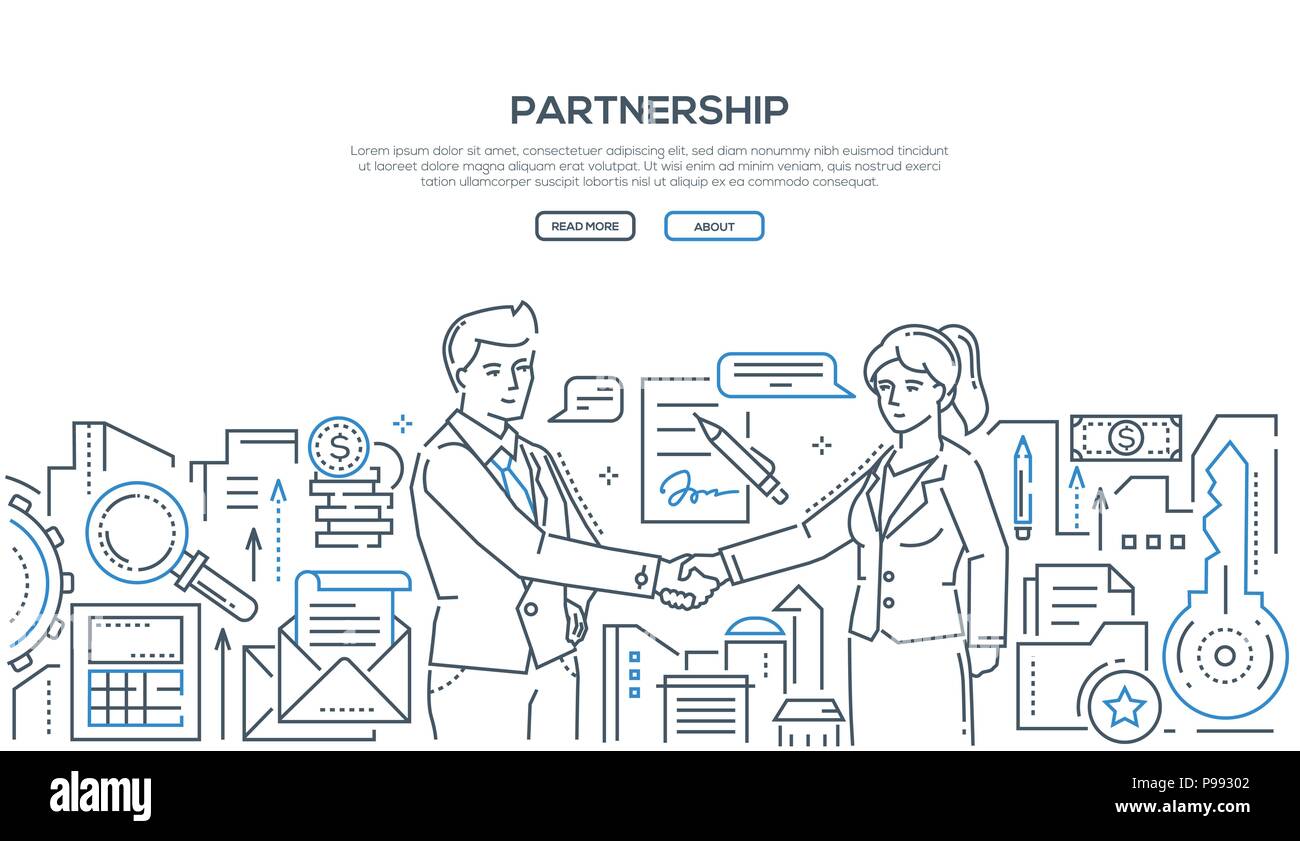 Partnership - modern line design style illustration Stock Vector Image ...