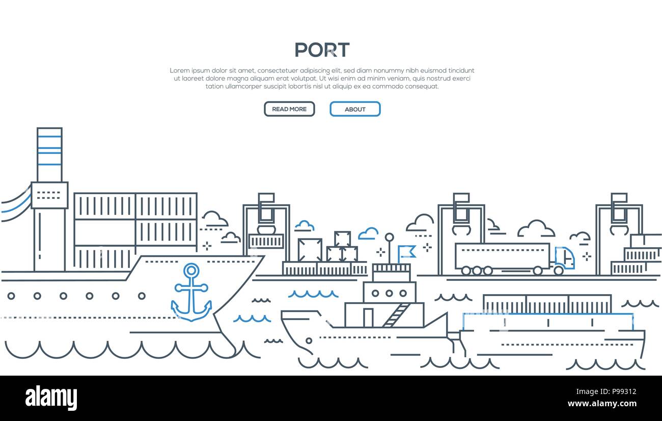 Port - modern line design style illustration Stock Vector Image & Art ...