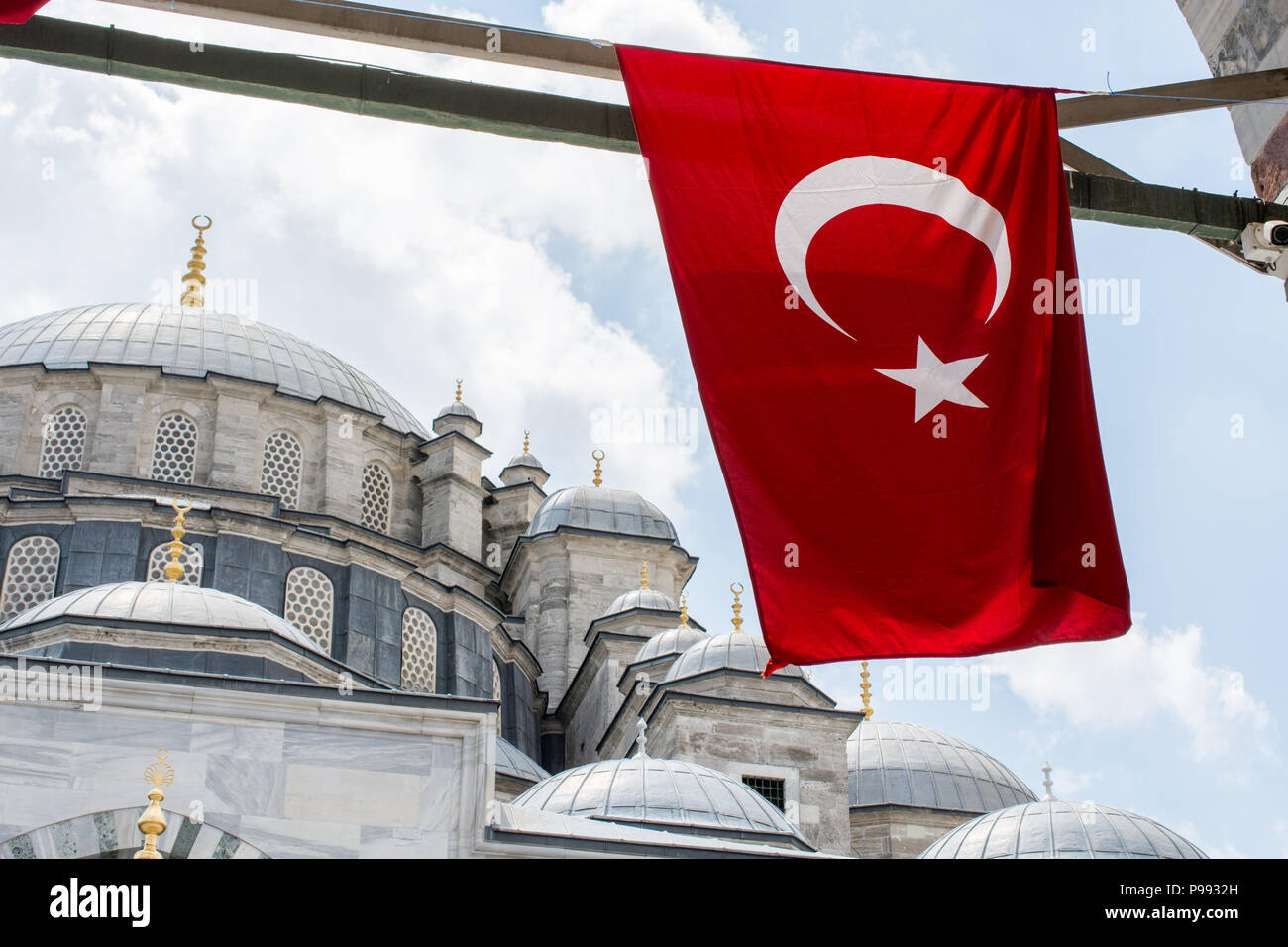 Turkish national flag hang in view in open air Stock Photo - Alamy