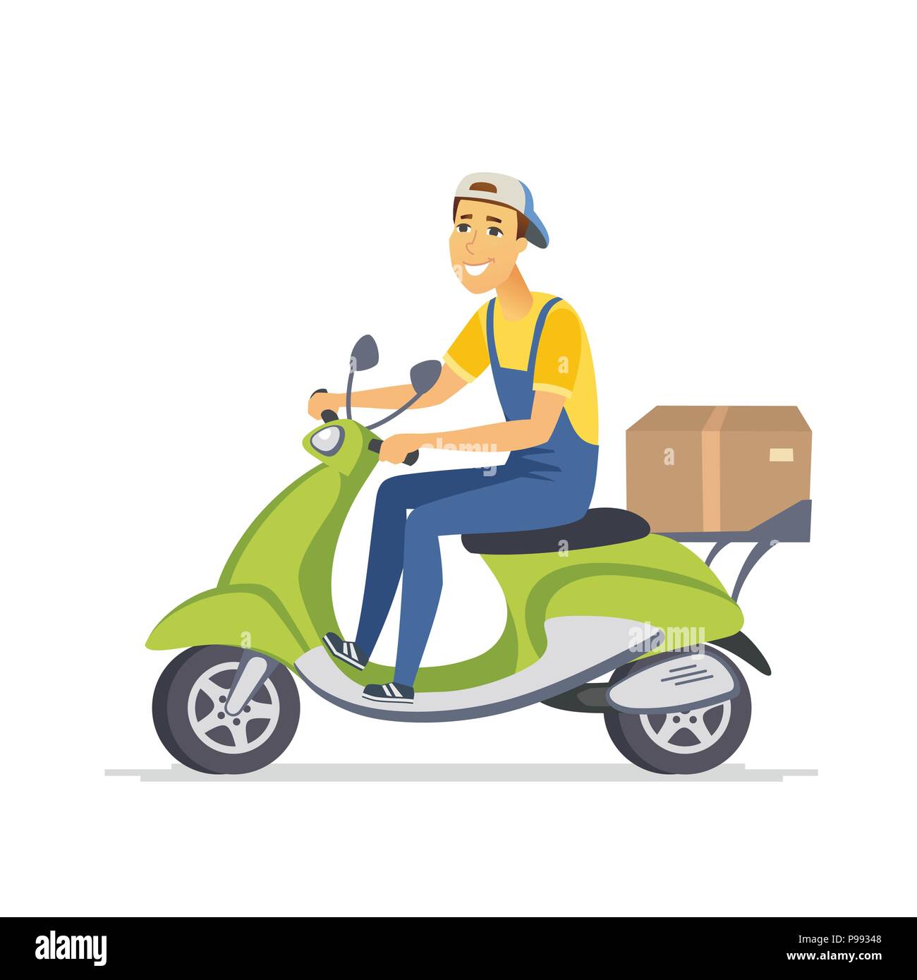 Delivery man - cartoon people characters isolated illustration Stock ...