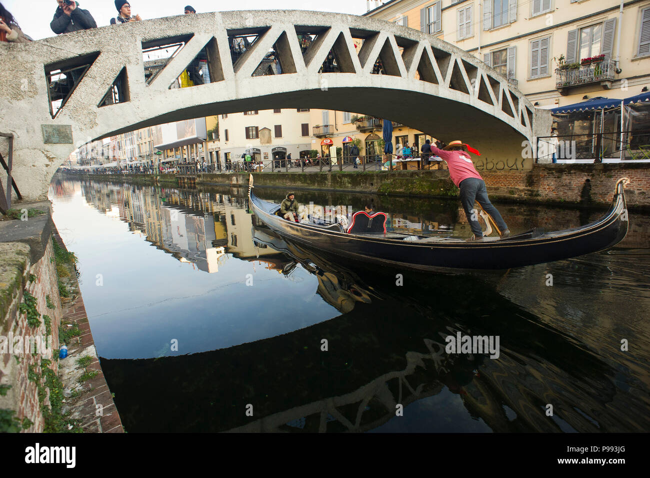 Italy,Lombardy,Milan,Naviglio Great view. INavigli,Naviglio Grande ...