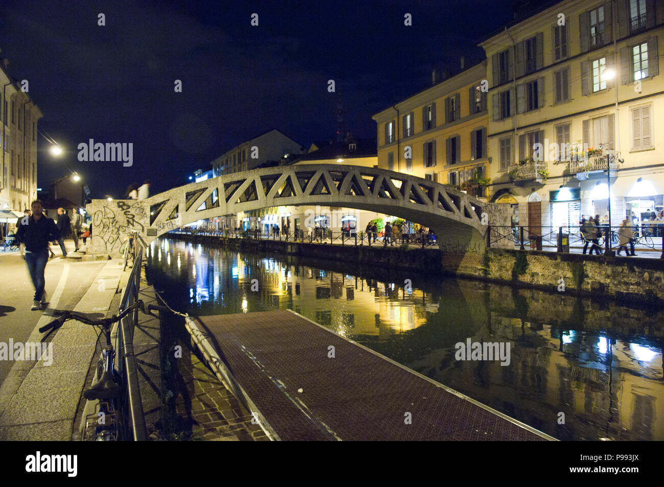 Italy,Lombardy,Milan,Naviglio Great night view. INavigli,Naviglio ...