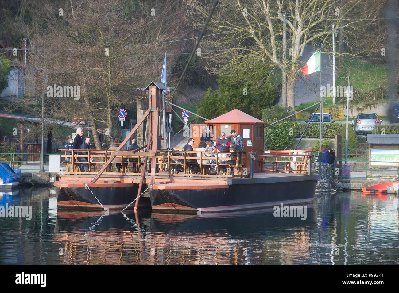 Italy,Lombardy,the Leonardo ferry on the Adda river,Imbersago,Curone ...