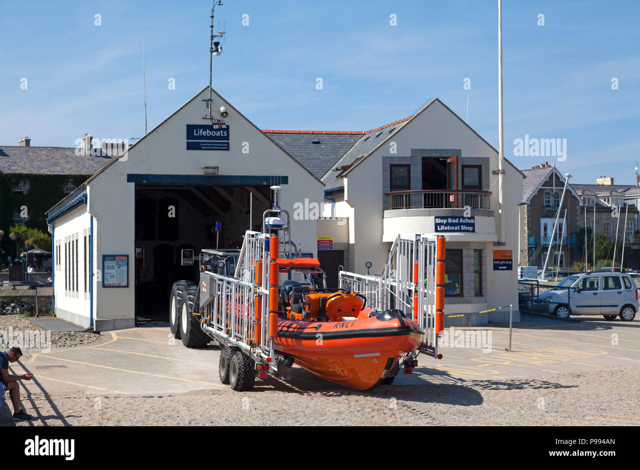 Lifeboat station and lifeboat, Beaumaris, Anglesey, Wales Stock Photo ...