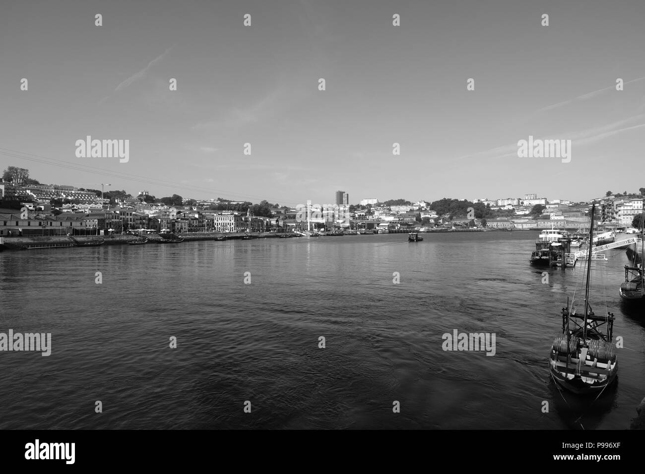 Oporto City, Port City, on the river Douro in Portugal. Douro Estuary ...