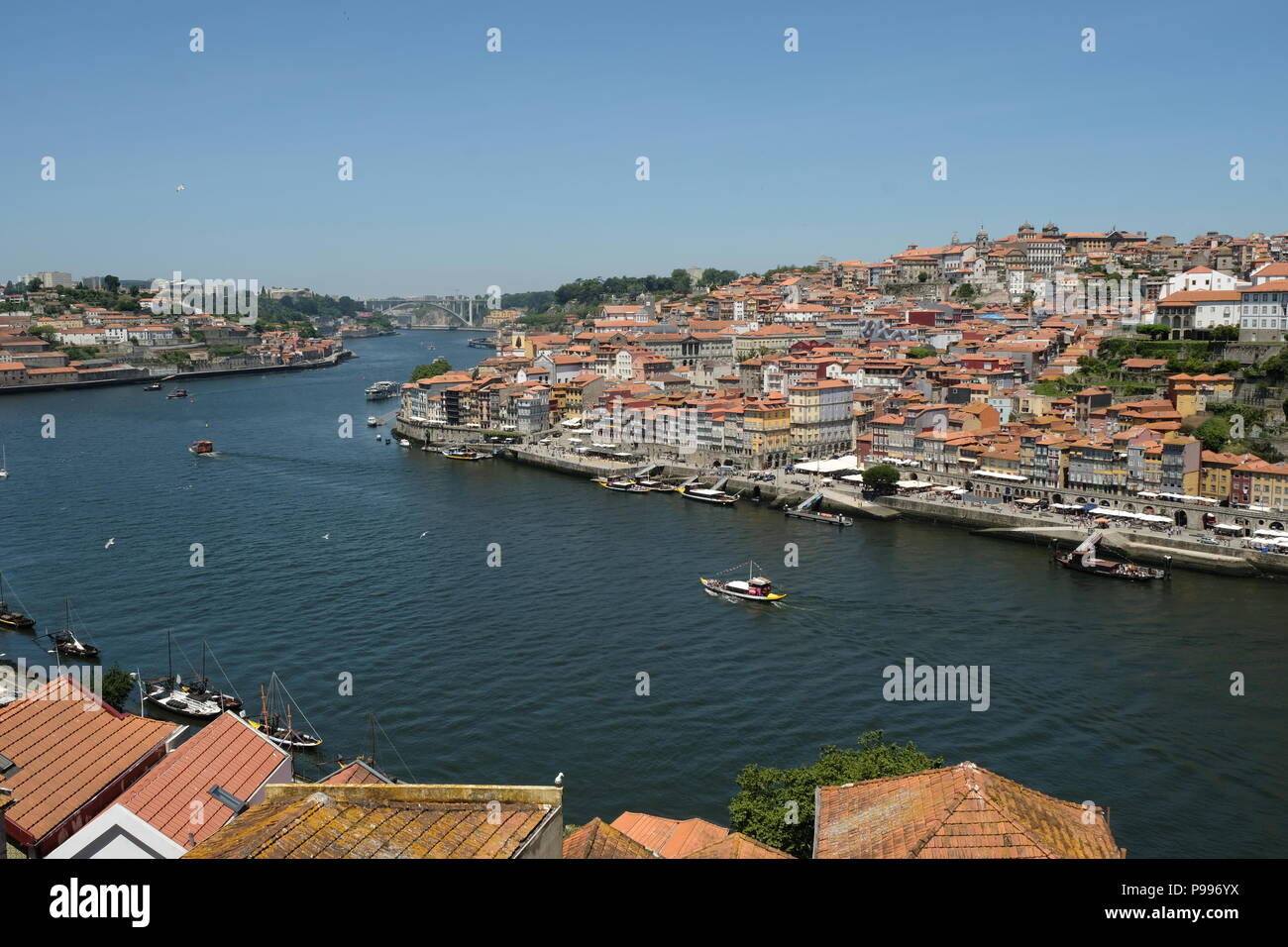 Oporto City, Port City, on the river Douro in Portugal. Douro Estuary ...