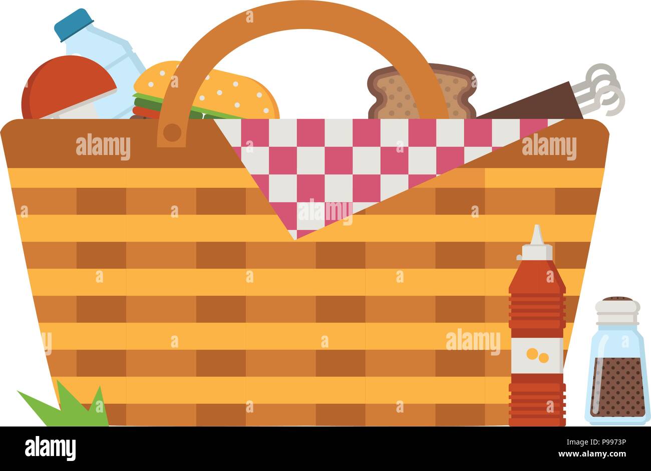 Colorful picnic food wine Stock Vector Images - Alamy