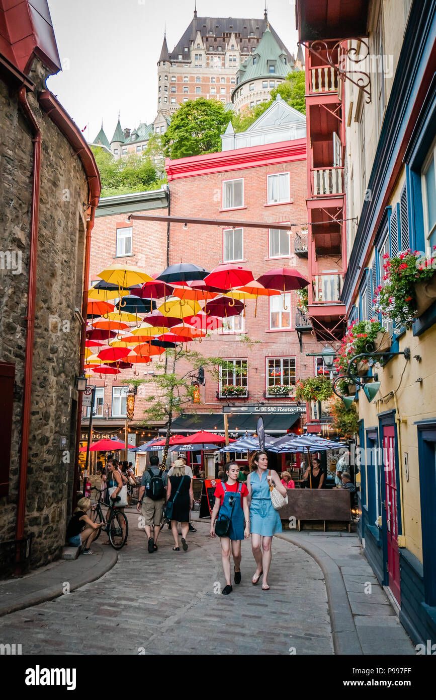 old quebec city lower town pedestrian street Stock Photo - Alamy