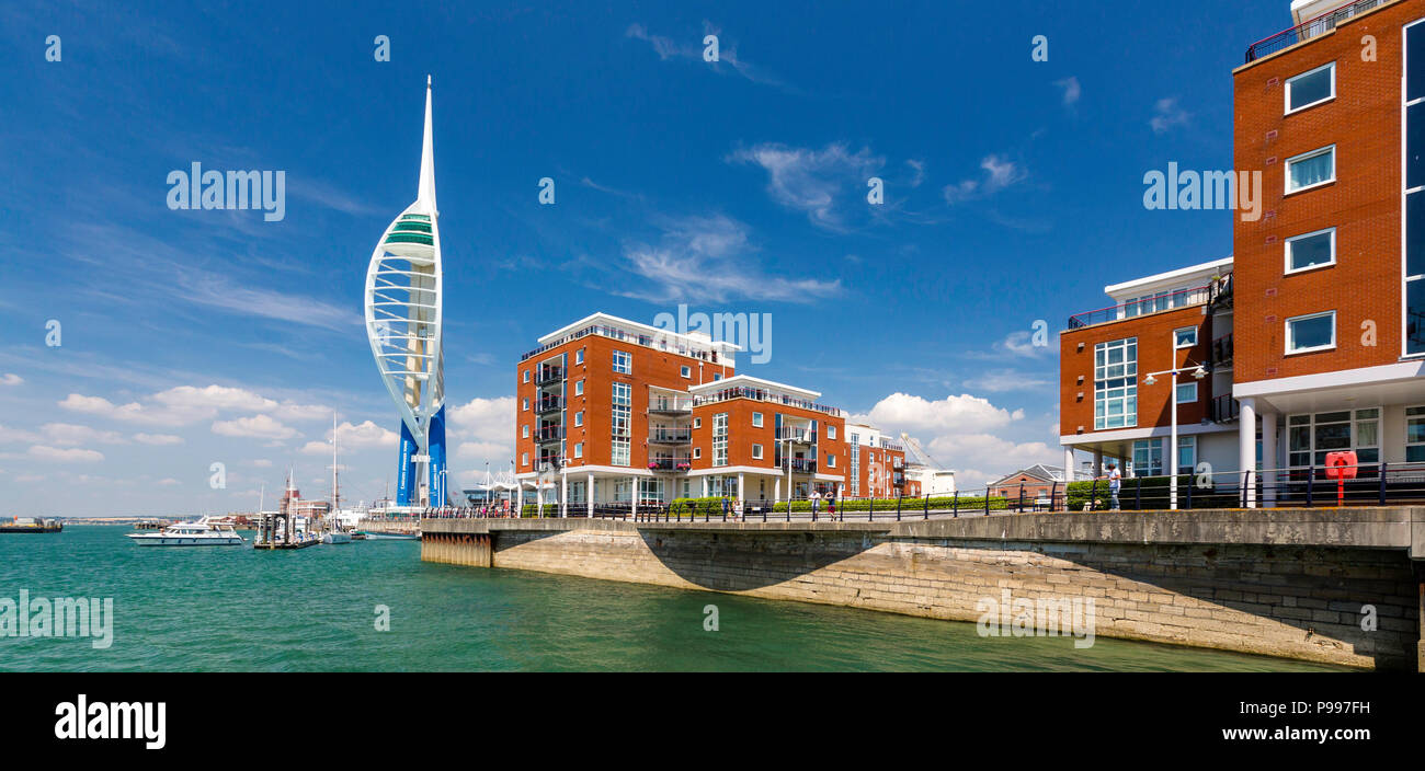 The Spinnaker Tower at Gunwharf Quays overlooking Portsmouth Harbour ...