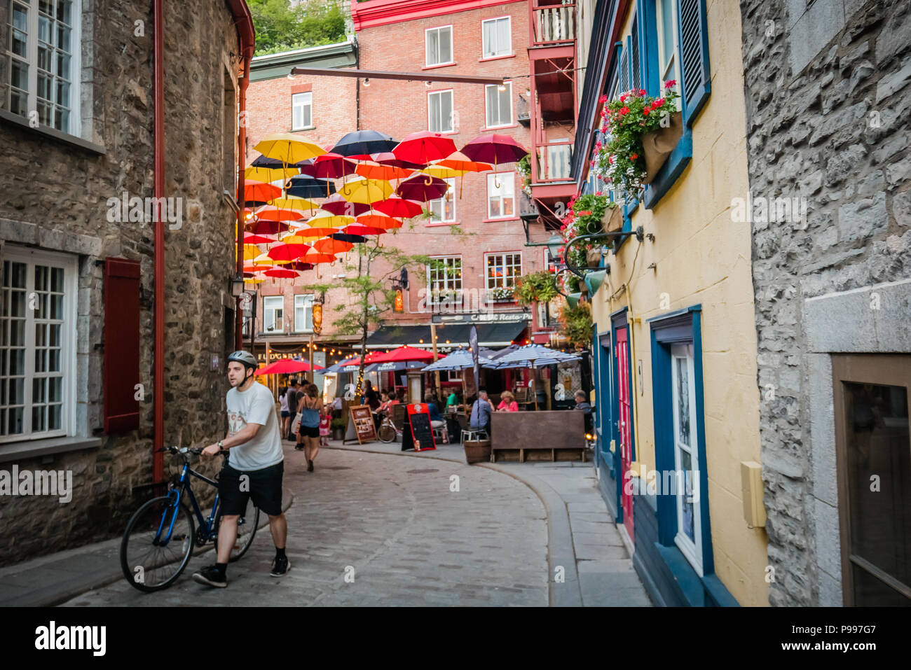 old quebec city lower town pedestrian street Stock Photo - Alamy