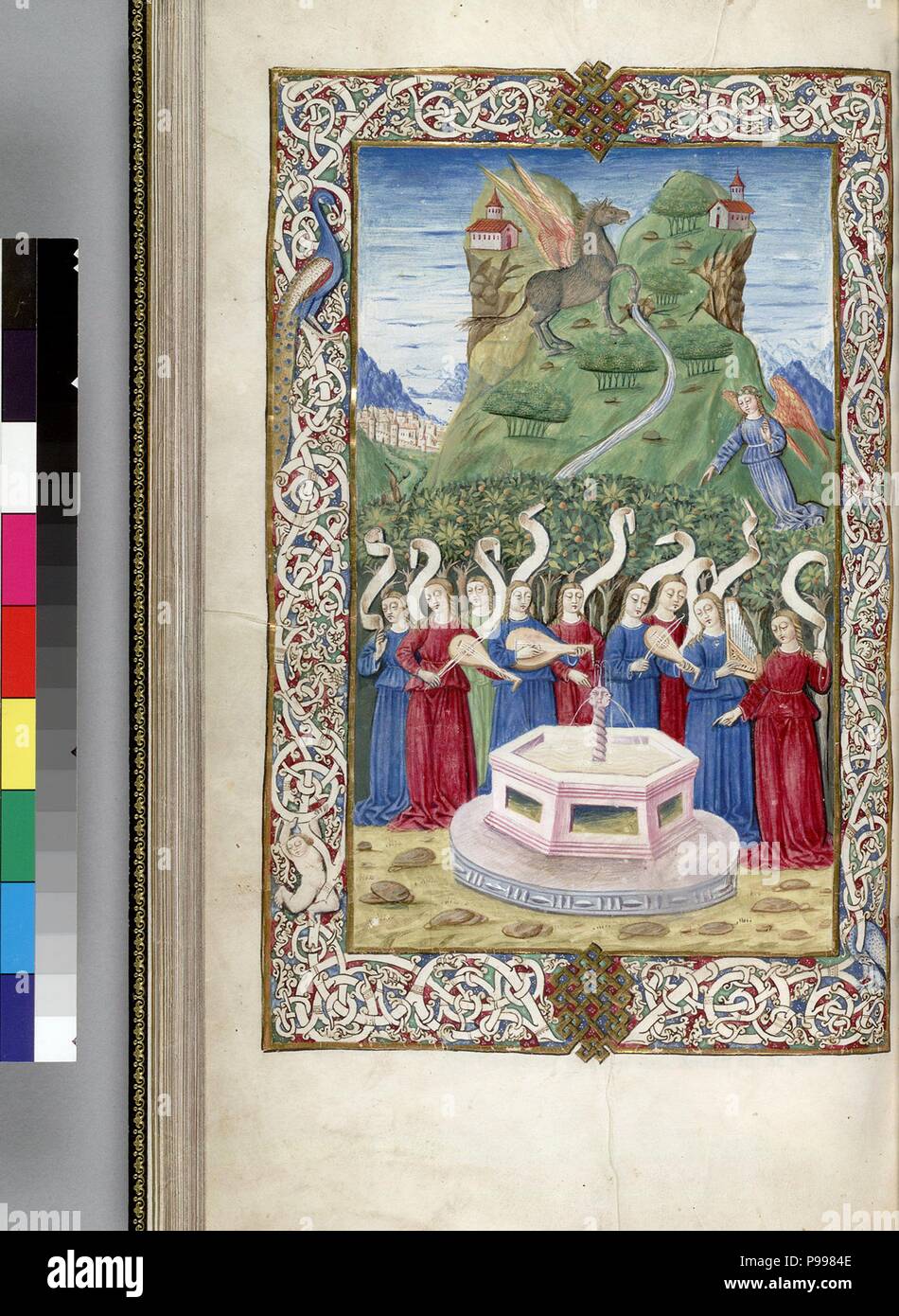 The nine Muses with Pegasus and Mount Helicon (From "Argumentum" by ...