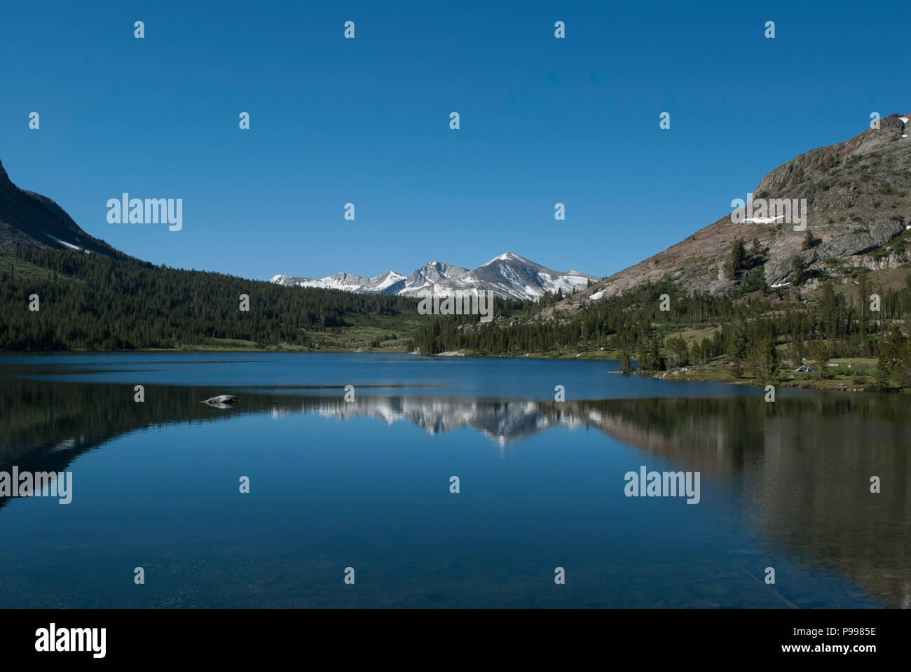 Open mountains landscape. Mountain's deflection on lake water Stock ...