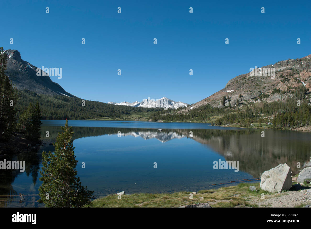 Open mountains landscape. Mountain's deflection on lake water Stock ...