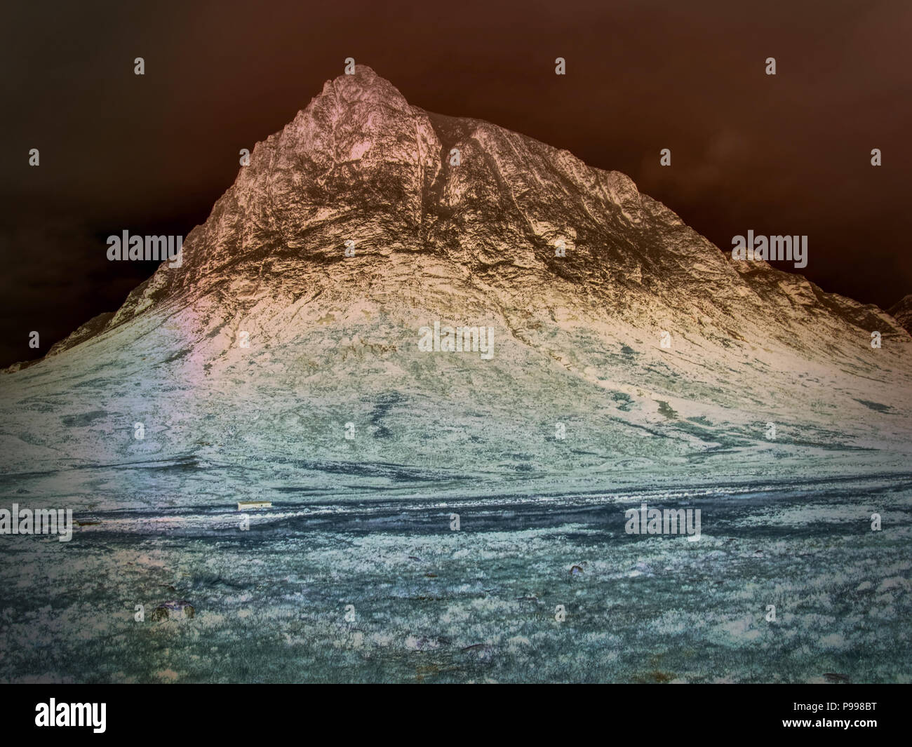 Pools and waterfalls within cloudy day in Scotland. Cold water falling ...