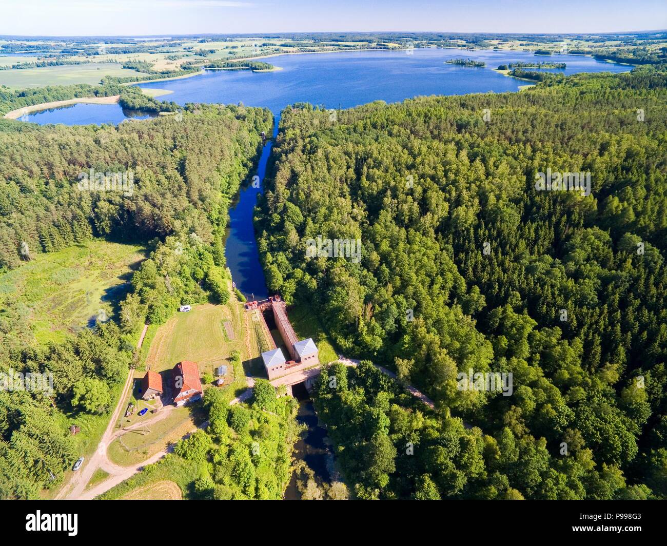 Giant concrete lock Piaski (Sandhof) in Guja - part of Masurian Canal ...