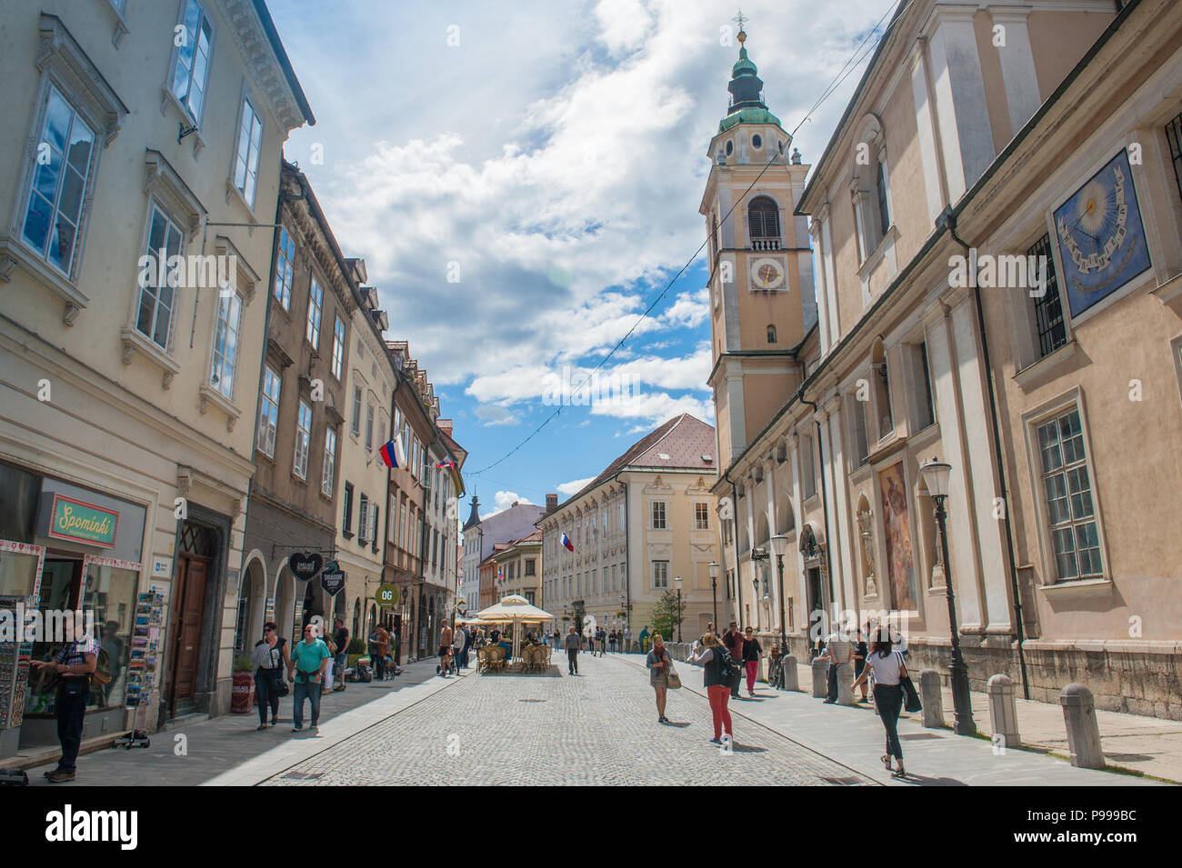 St Nicholas's Cathedral and Stari Trg in the city of Ljubljana ...