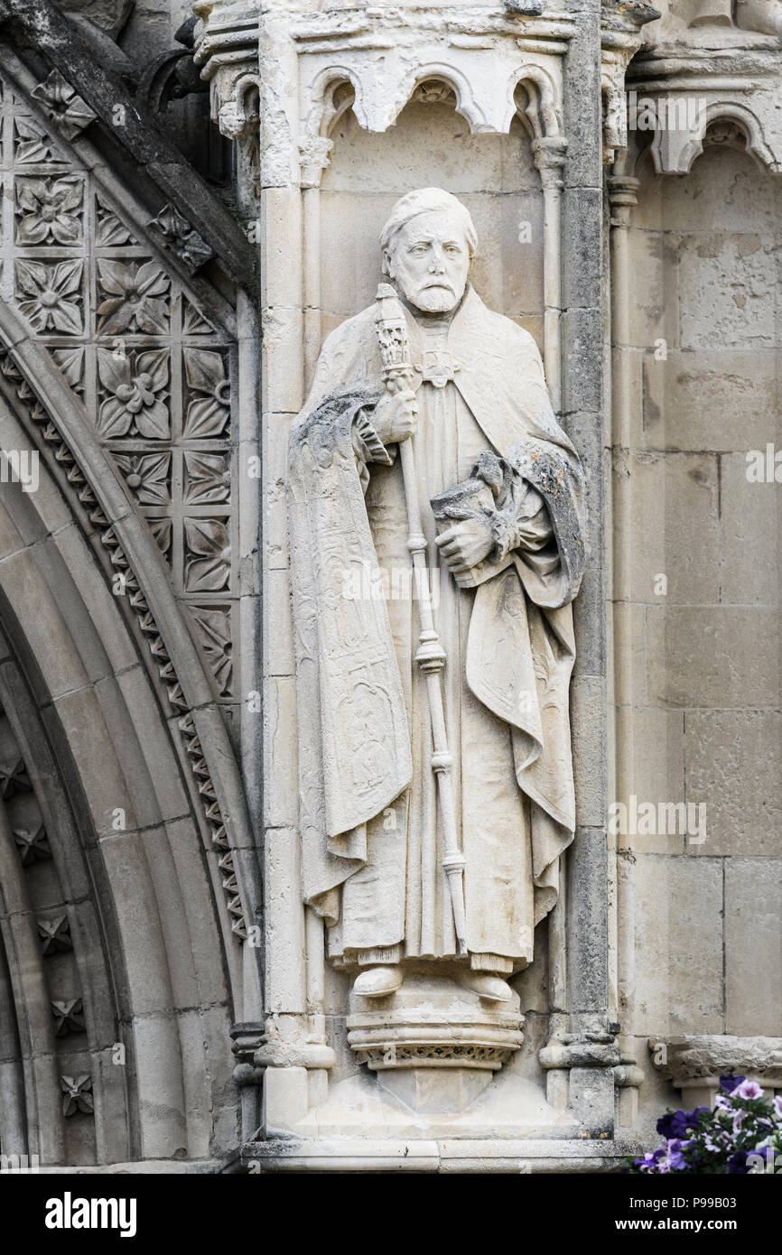 Stone sculpture of Bishop Stubbs on the outside of the west front at ...
