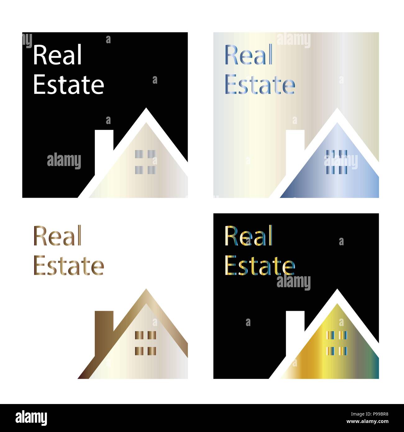 real estate company logos - four vector set - house logo template Stock ...