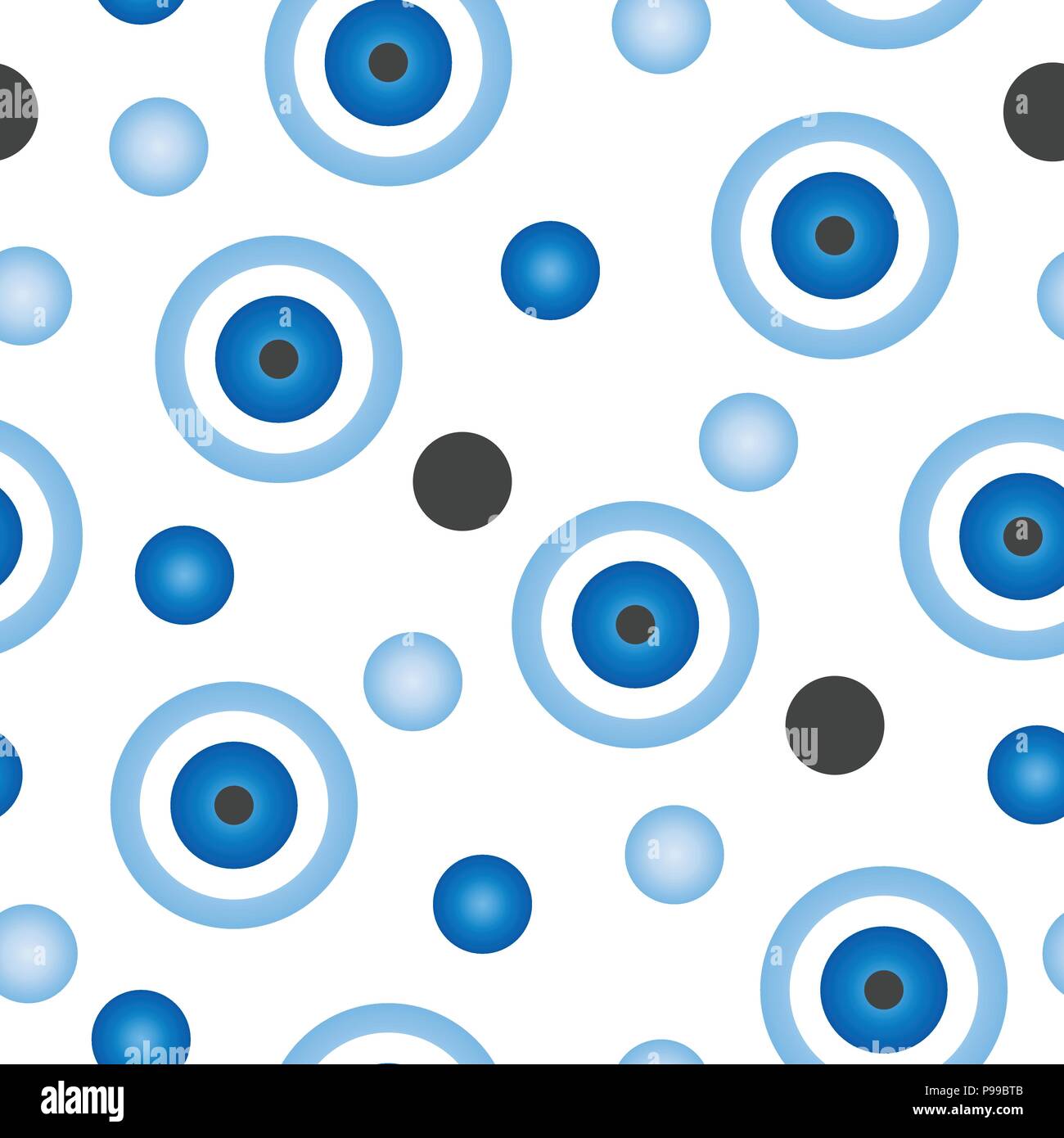 seamless pattern with blue evil eye vector and polka dots Stock Vector ...