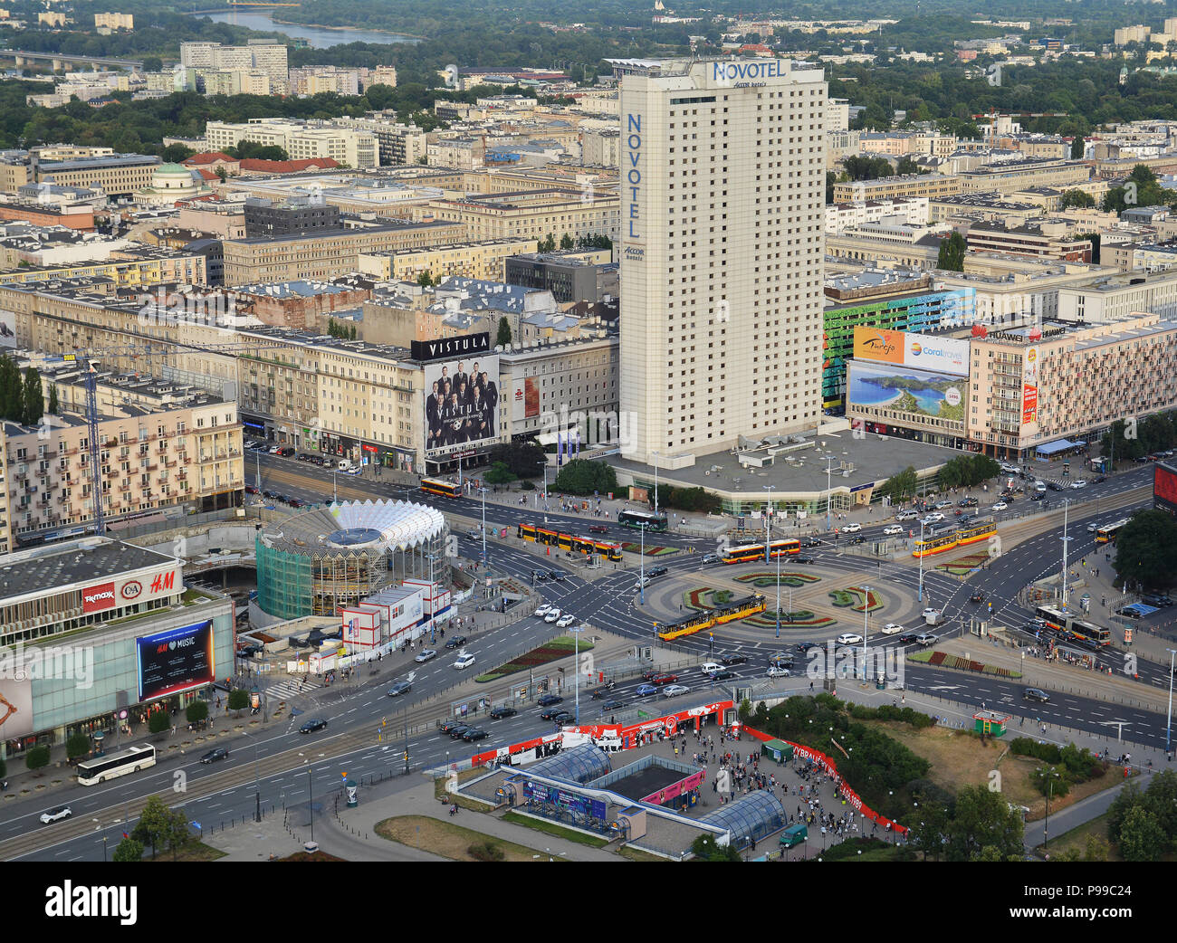 WARSAW,POLAND -JUNE 27, 2018.View from the Palace of Culture and ...