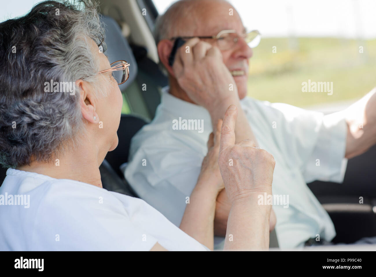 elderly couple in the car Stock Photo - Alamy