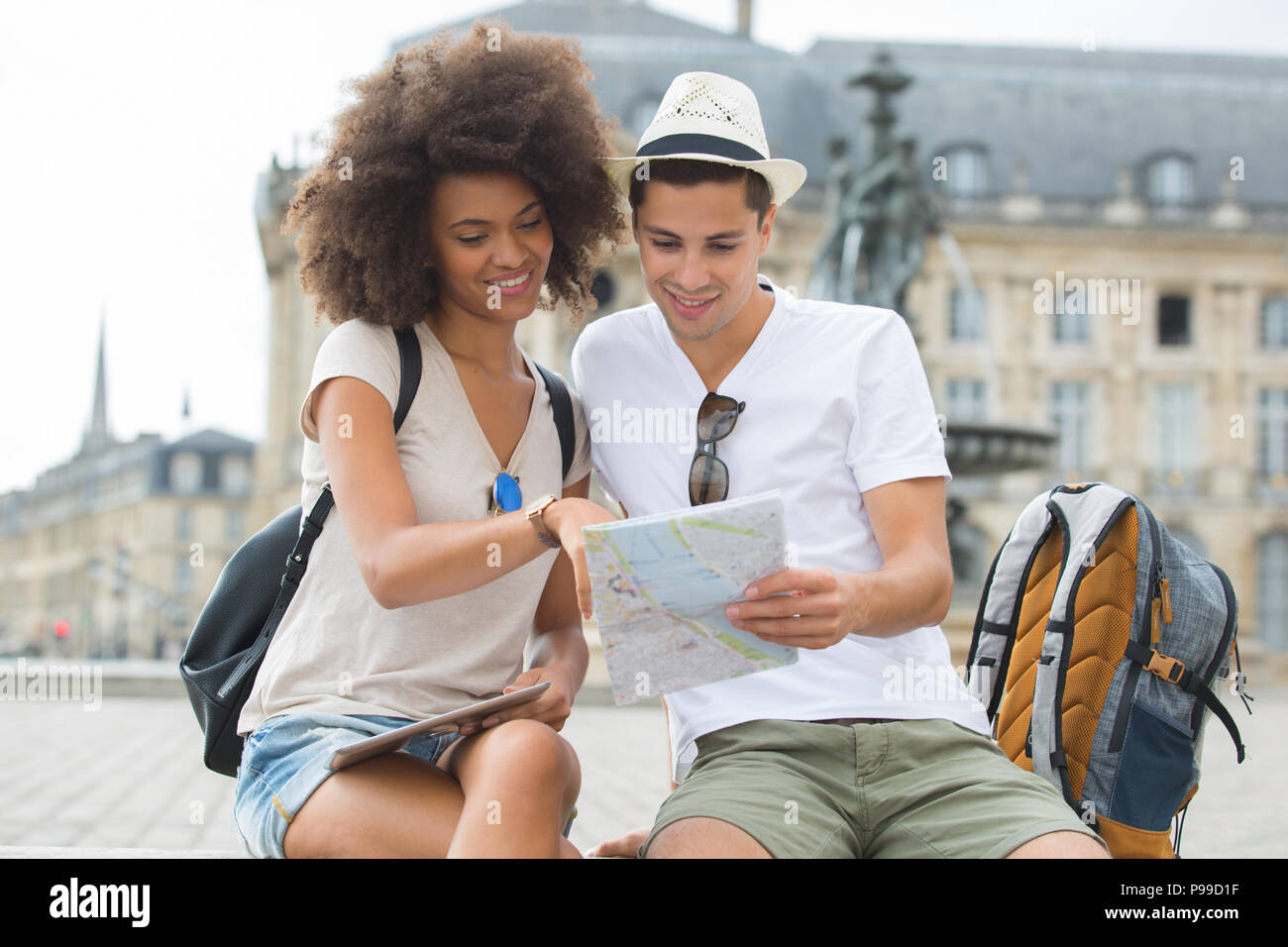 tourist couple in love enjoying city sightseeing Stock Photo - Alamy