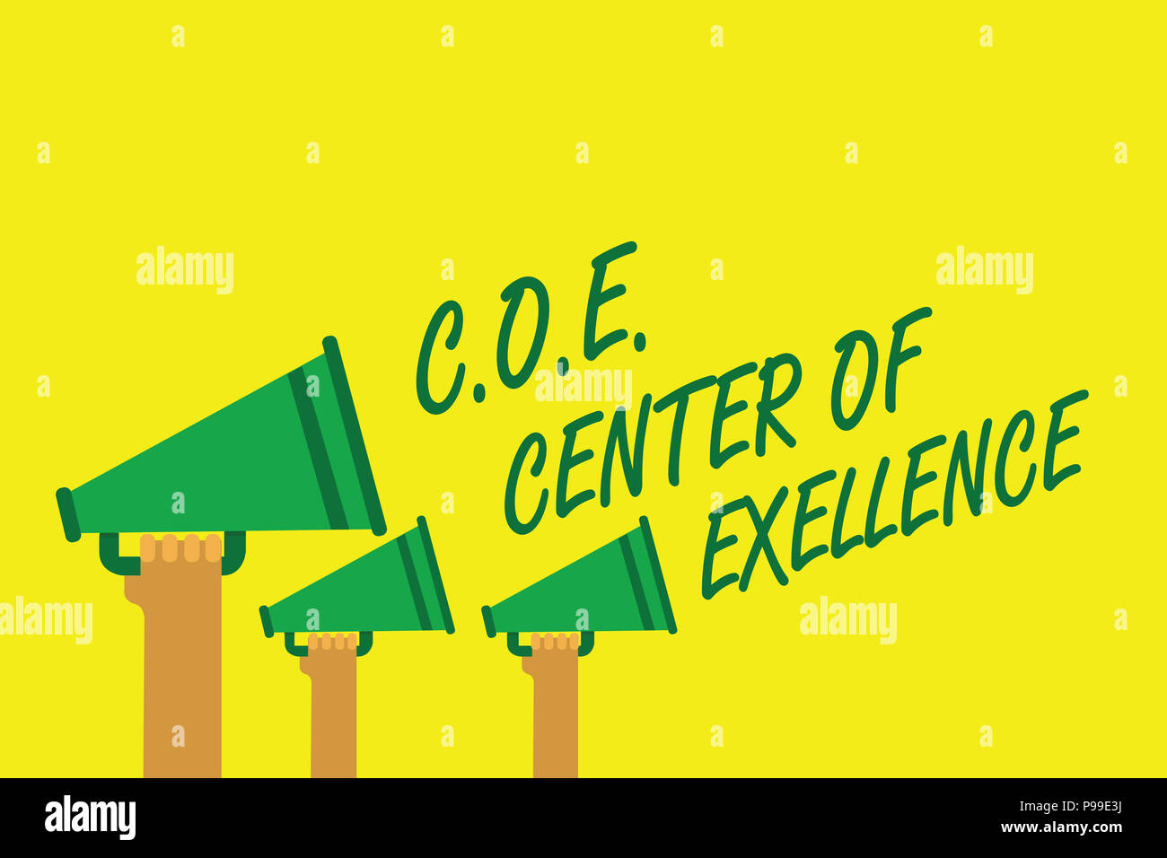 Handwriting text writing C.O.E Center Of Excellence. Concept meaning ...