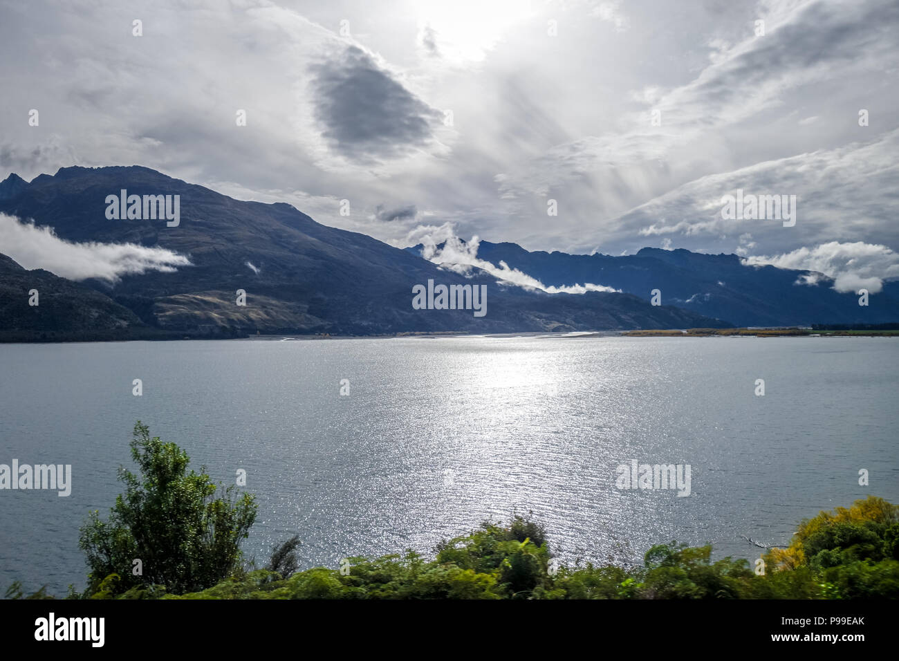 Lake Wakatipu and mountains, Queenstown, New Zealand Stock Photo - Alamy