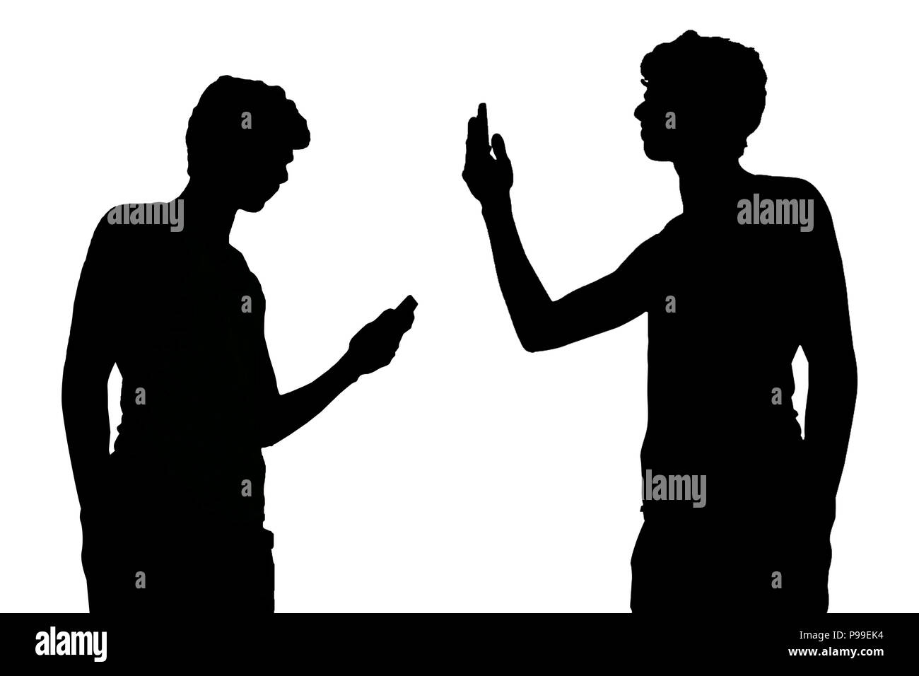 silhouette man with mobile phone Stock Photo - Alamy
