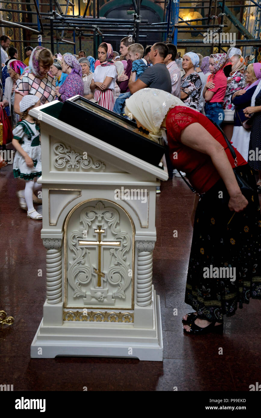 Russian Orthodox church service in Volgograd on the Volga river, Russia ...