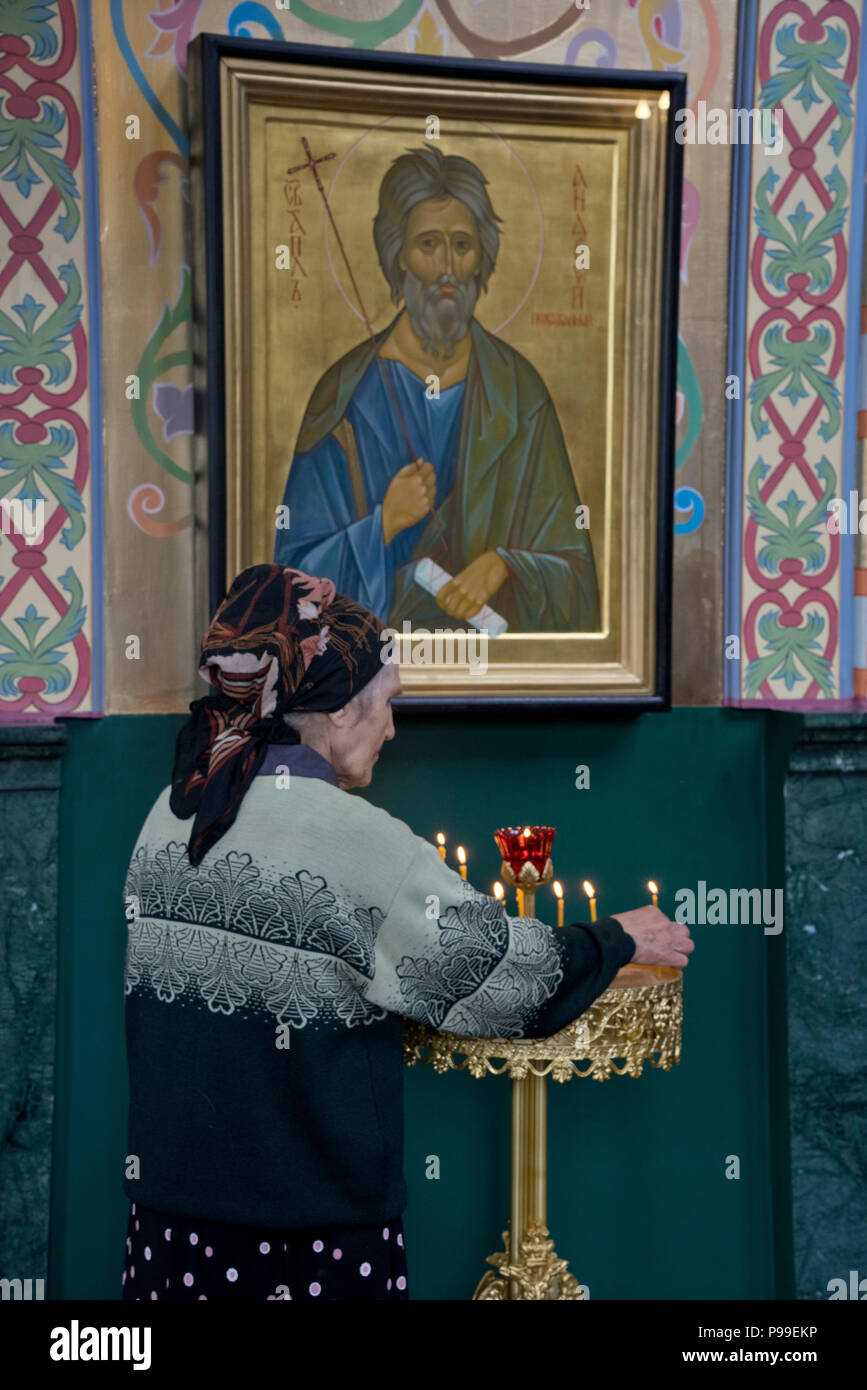 Russian Orthodox church service in Volgograd on the Volga river, Russia ...