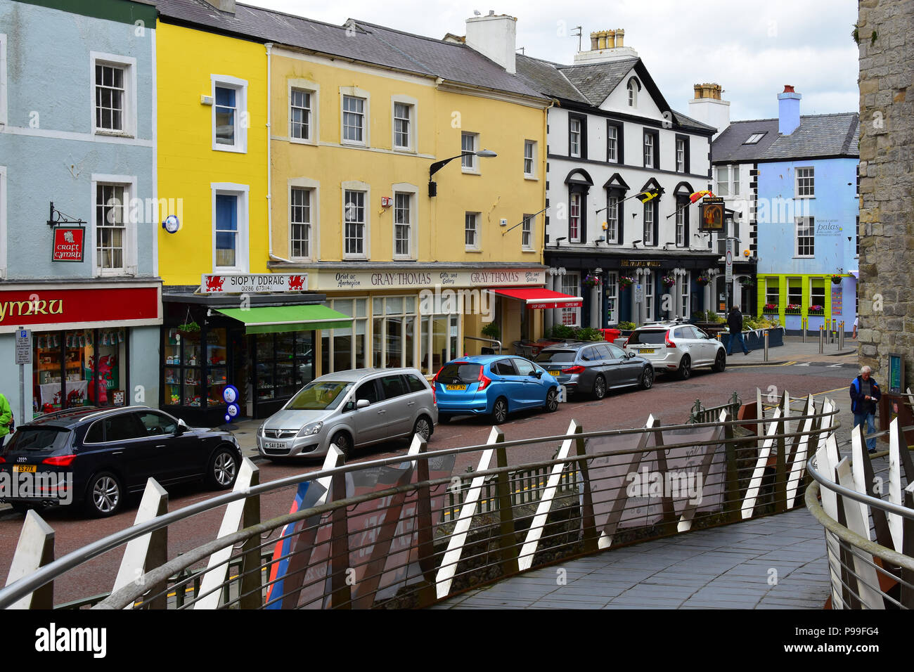 Castle Ditch from the Castle entrance, Caernarfon North Wales Stock ...