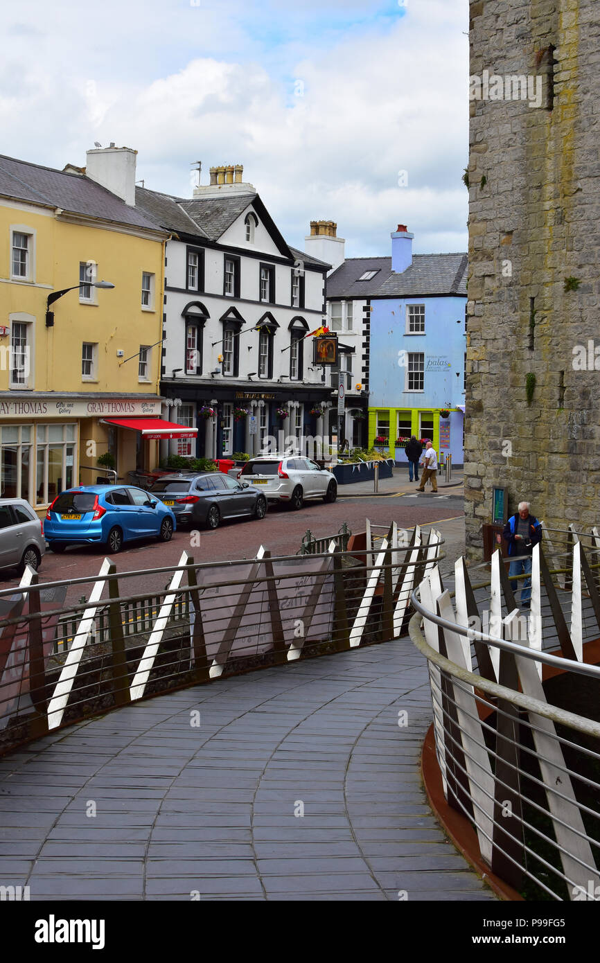 Castle Ditch from the Castle entrance, Caernarfon North Wales Stock ...