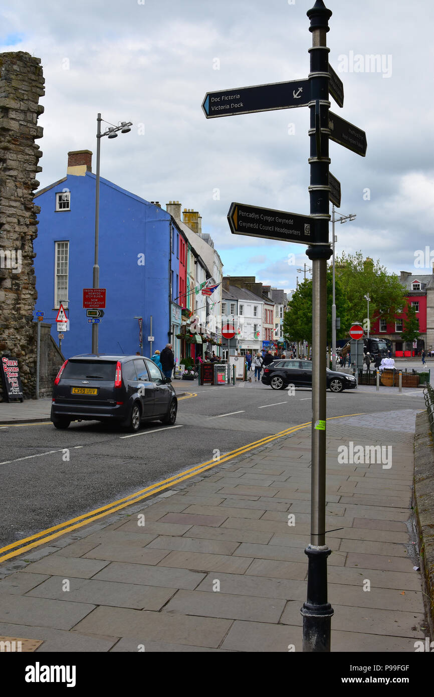 Castle Ditch, Caernarfon North Wales Stock Photo - Alamy