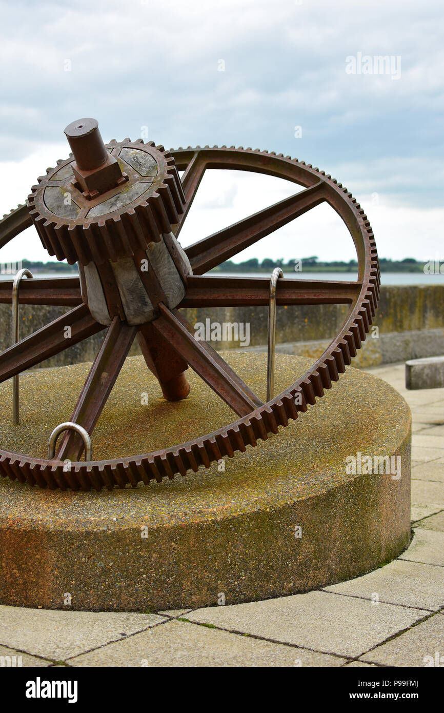A Windlass on display at Caernarfon Harbour, North Wales UK Stock Photo ...