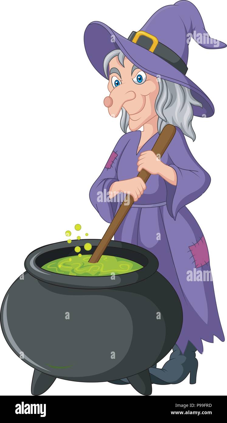 Cartoon little witch preparing potion Stock Vector Image & Art - Alamy