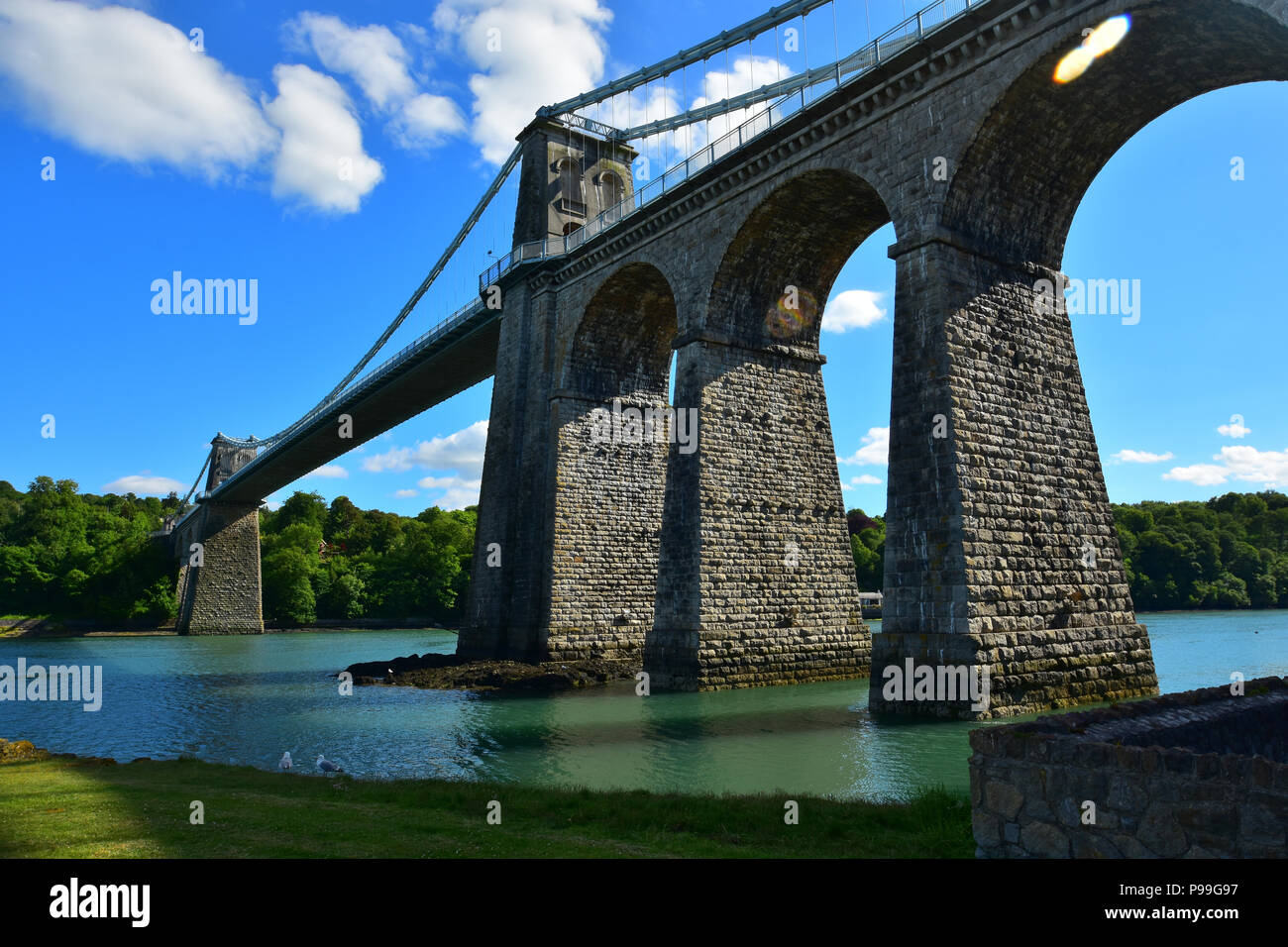 Menai bridge below hi-res stock photography and images - Alamy