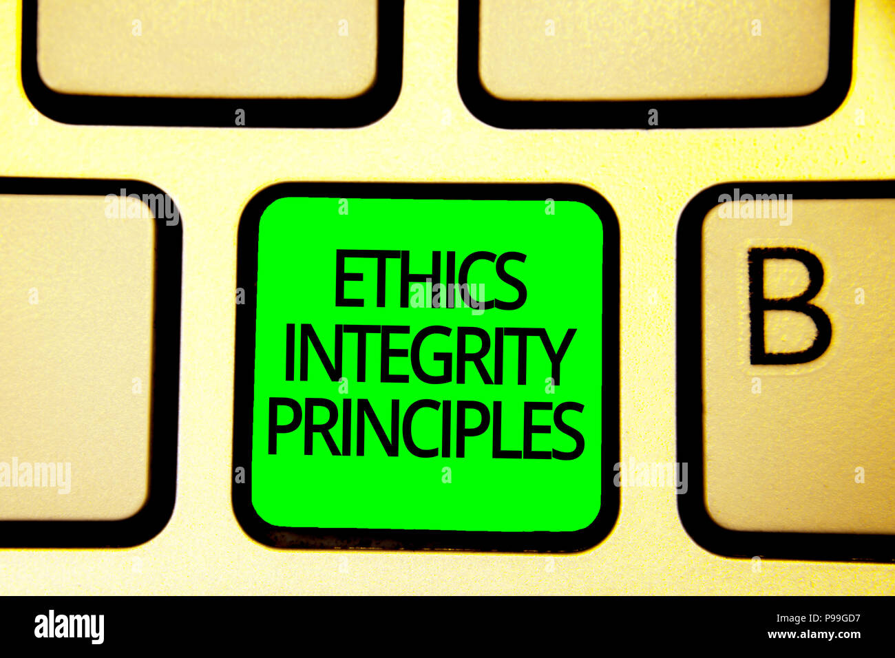 Writing note showing Ethics Integrity Principles. Business photo ...